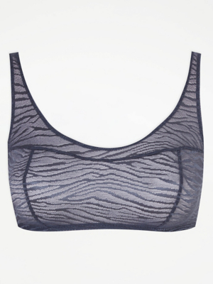 Navy Zebra Mesh Bralette | Lingerie | George at ASDA