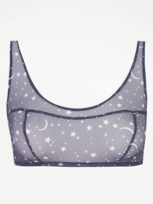 Navy Star Mesh Bralette | Lingerie | George at ASDA