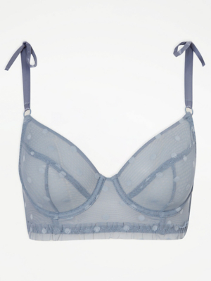 Blue Spotty Mesh Non Padded Bra | Lingerie | George at ASDA