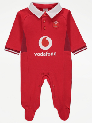 Rugby World Cup Red Wales Collared Sleepsuit | Baby | George at ASDA