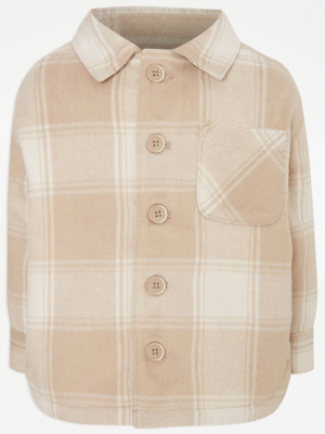 Beige Borg Lined Checked Shacket | Kids | George at ASDA