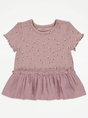 Dusky Pink Peplum Floral Top | Kids | George at ASDA