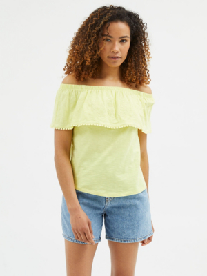 Yellow Embroidered Bardot Top | Women | George at ASDA