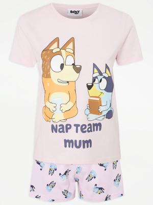 Bluey Pink Nap Team Mum Slogan Short Pyjamas | Sale & Offers | George ...