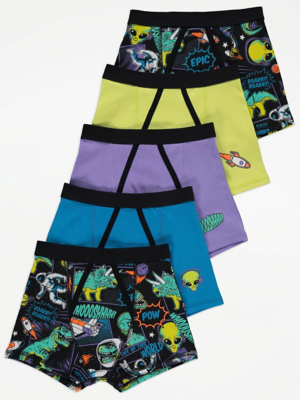Alien Space Dinosaur Trunks 5 Pack | Kids | George at ASDA