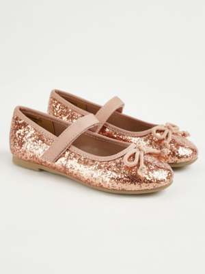 Pink Glitter Strap Ballet Pumps | Kids | George at ASDA