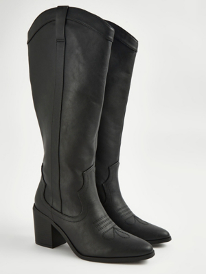 Black Western Knee High Boots | Women | George at ASDA