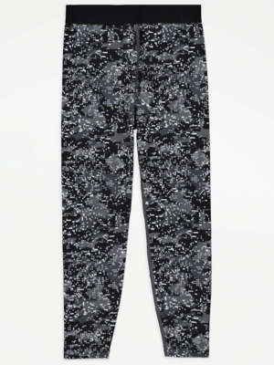 Grey Grid Print Base Layer Thermal Leggings | Kids | George at ASDA