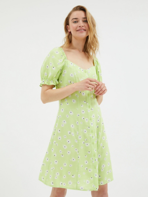 Green Floral Print Mini Tea Dress | Women | George at ASDA