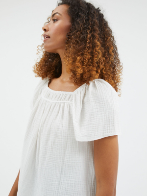 White Shirred Short Sleeve Top | Women | George at ASDA