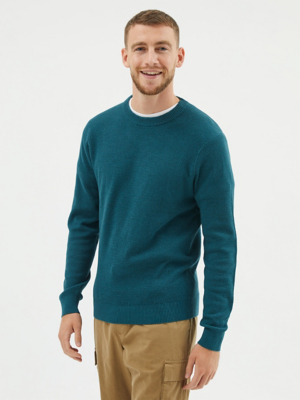 Teal Knitted Crew Neck Jumper | Men | George at ASDA