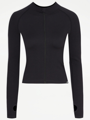 G21 Black Ribbed Zip Up Jacket | Women | George at ASDA