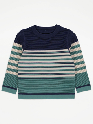 Blue Striped Textured Lightweight Jumper | Kids | George at ASDA