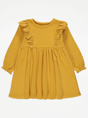 Yellow Broderie Trim Ribbed Dress | Kids | George at ASDA