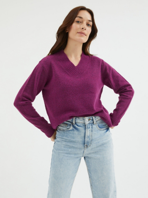 Purple V Neck Knitted Jumper | Women | George at ASDA