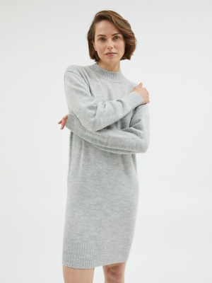 Grey Knitted Long Sleeve Mini Dress | Women | George at ASDA