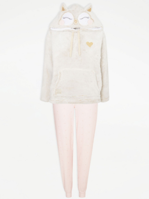 Owl Fleece Pyjama Top and Trousers | Lingerie | George at ASDA