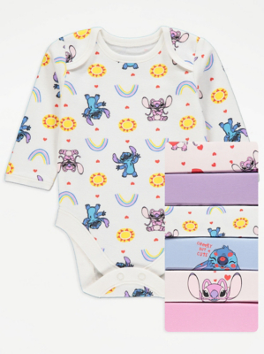 Disney Lilo and Stitch Rainbow Long Sleeve Bodysuits 7 Pack | Baby ...