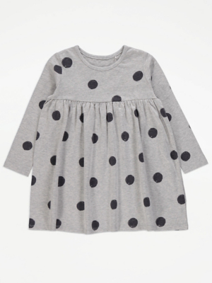 Grey Spot Long Sleeve Dress | Kids | George at ASDA