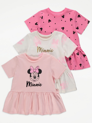 Disney Minnie Mouse Pink Peplum Tops 3 Pack | Kids | George at ASDA