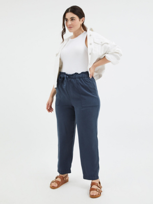 Navy Paper Bag Woven Trousers | Women | George at ASDA