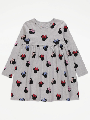 Disney Minnie Mouse Grey Long Sleeve Dress | Kids | George at ASDA