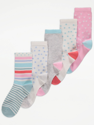 Spot and Stripe Socks 5 Pack | Lingerie | George at ASDA