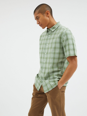 Green Checked Textured Short Sleeve Shirt | Men | George at ASDA