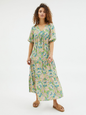 Green Paisley Boho Tiered Midi Dress | Women | George at ASDA