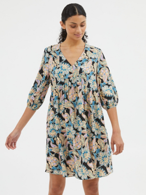 Black Paisley Boho Mini Dress | Women | George at ASDA