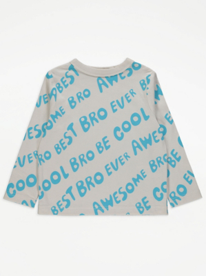 White Awesome Bro Slogan Long Sleeve Top | Kids | George at ASDA