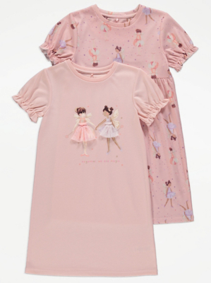 Pink Fairy Ballerina Print Night Dress 2 Pack | Kids | George at ASDA