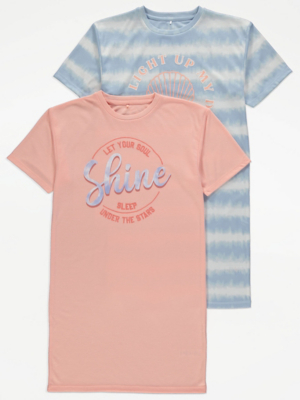 Sea Shell Slogan Print Nightdresses 2 Pack | Kids | George at ASDA