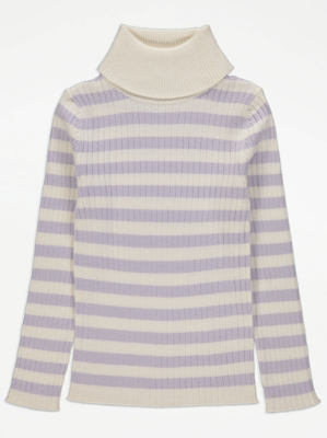 Lilac Striped Roll Neck Jumper | Kids | George at ASDA