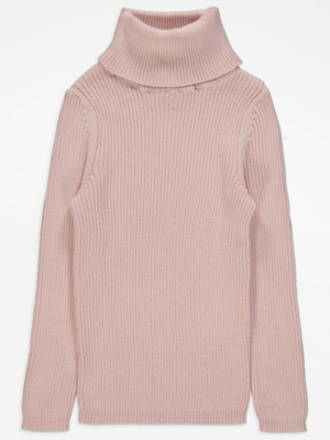 Pink Roll Neck Ribbed Jumper | Kids | George at ASDA