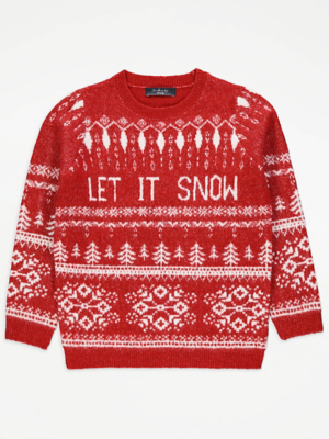 Red Let It Snow Matching Kids Christmas Jumper | Kids | George at ASDA