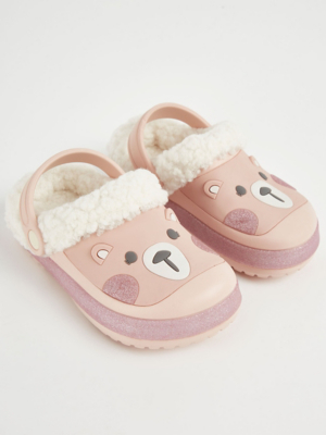 Pink Bear Borg Lined Clogs | Kids | George at ASDA