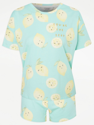 Mint Green Smiley Lemon Short Pyjamas | Women | George at ASDA