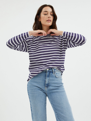 Navy Striped Long Sleeve Top | Women | George at ASDA