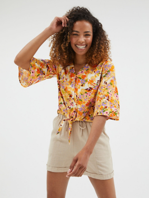 Yellow Floral Tie Front Blouse | Women | George at ASDA