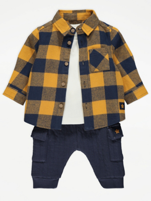 Yellow Checked Shirt Top and Trousers Outfit | Baby | George at ASDA