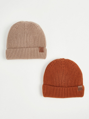 Knitted Badged Beanie Hat 2 Pack | Kids | George at ASDA