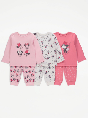 Disney Minnie Mouse Long Sleeve Pyjamas 3 Pack | Baby | George at ASDA