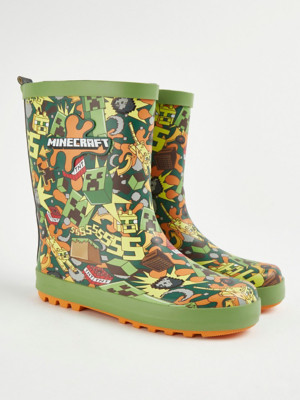 Minecraft Green Wellington Boots | Kids | George at ASDA