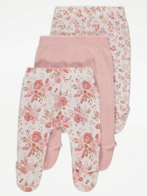 Pink Floral Footed Leggings 3 Pack | Baby | George at ASDA