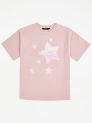 Pink Star Flip Sequin T-Shirt | Kids | George at ASDA