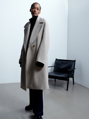 Studio Edit Stone Coat With Wool | Women | George at ASDA