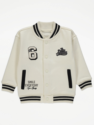 Cream Varsity Baseball Sweat Jacket | Kids | George at ASDA