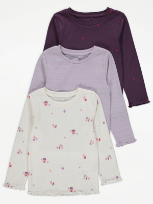 Ribbed Long Sleeve Tops 3 Pack | Kids | George at ASDA