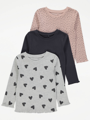 Ribbed Long Sleeve Tops 3 Pack | Kids | George at ASDA